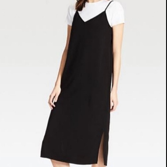 Uniqlo | Dresses | Uniqlo Black Spaghetti Strap Midi Dress | Poshmark